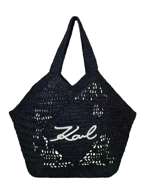Karl Lagerfeld Large Crochet Beach Bag - Blue