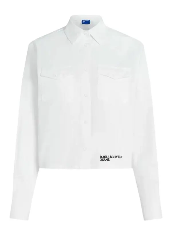 Karl Lagerfeld Flap-pocket Logo Shirt - White