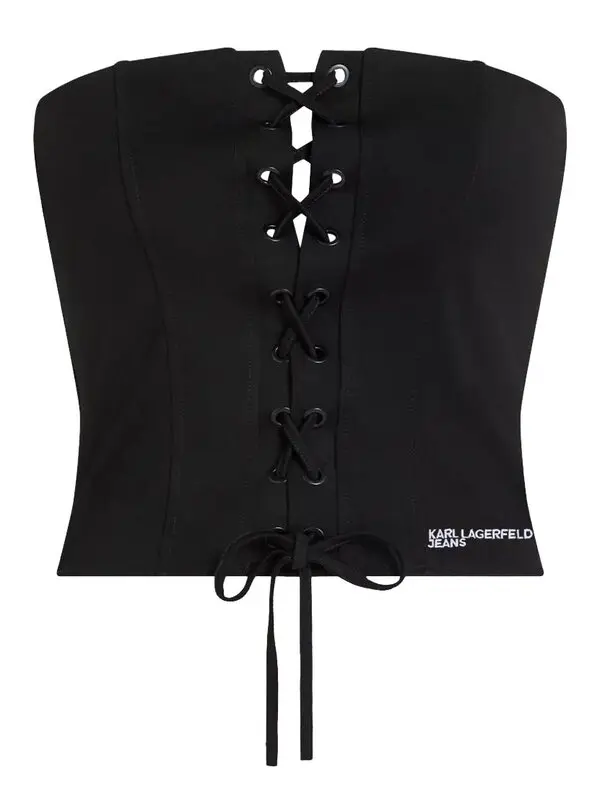 Karl Lagerfeld Lace-up Detail Top - Black