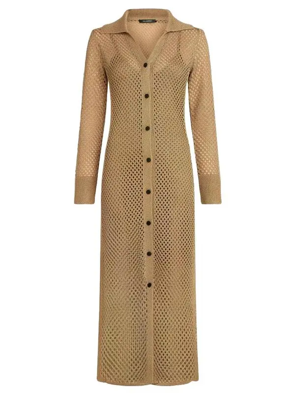 Karl Lagerfeld Crochet Detail Midi Dress - Neutrals