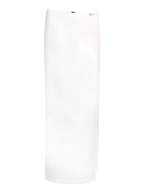 Karl Lagerfeld Signature Crochet Maxi Skirt - White