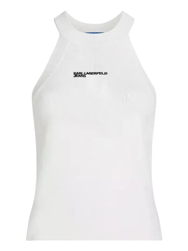 Karl Lagerfeld Round Neck Sleeveless Top - White