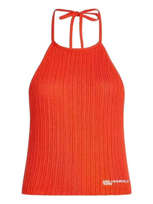 Karl Lagerfeld Tie-detail Halter Neck Top - Orange