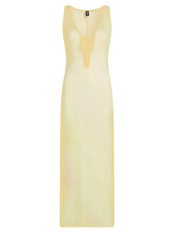 Karl Lagerfeld Signature Crochet Beach Dress - Yellow