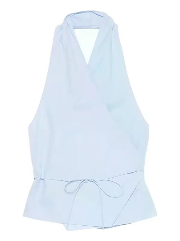 ST. AGNI Oxford Wrap Top - Blue