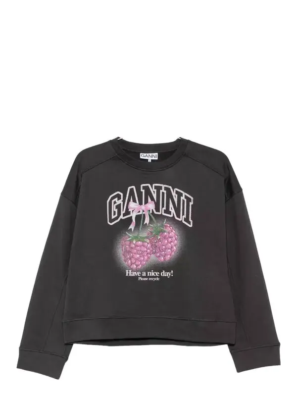 GANNI Graphic-print Crew Neck Sweater - Black
