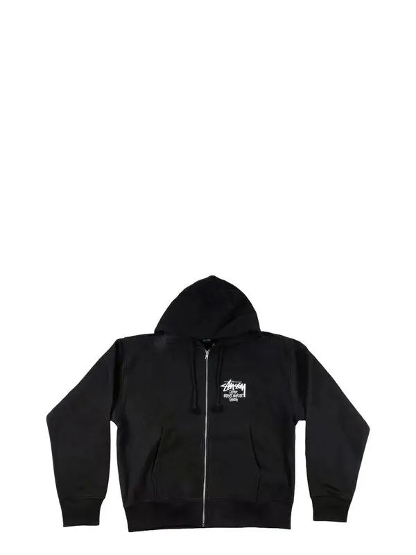 StÜssy Logo-print Full Zip Hoodie - Black