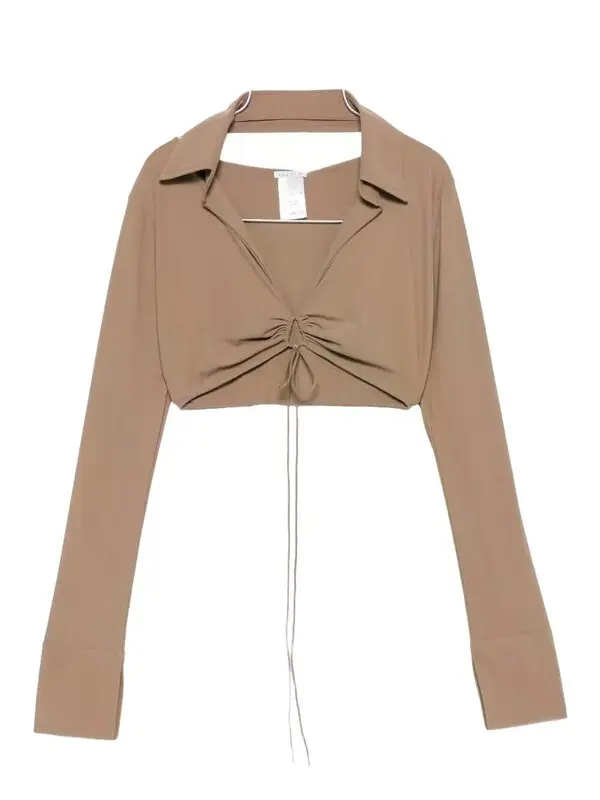 AMAZUIN Lynn Cropped Tie-fastening Top - Neutrals