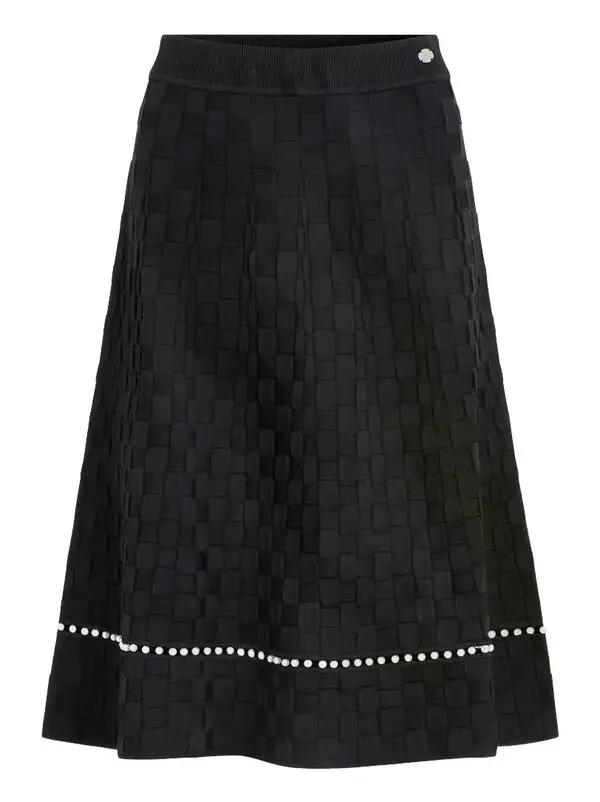 Karl Lagerfeld Pearl-embellished Knit Midi Skirt - Black