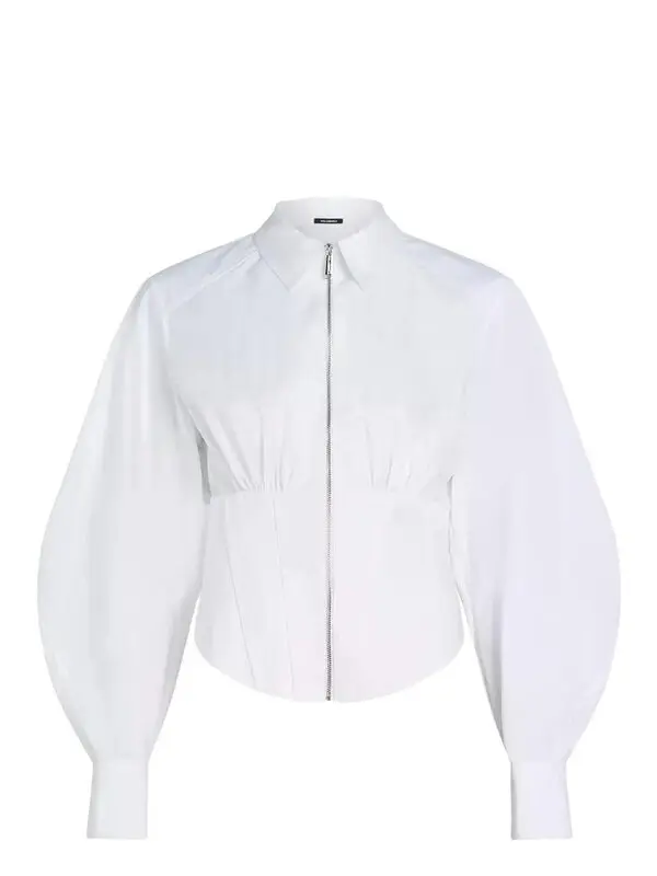 Karl Lagerfeld Corset-style Poplin Shirt With Puff Sleeves - White