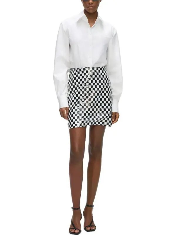 Karl Lagerfeld Checkerboard Sequin Mini Skirt - White