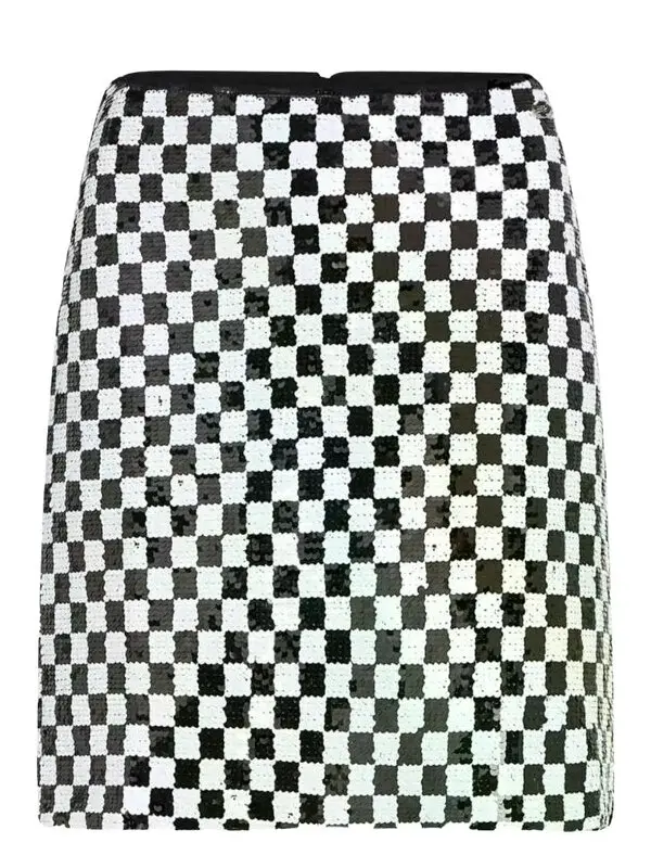 Karl Lagerfeld Checkerboard Sequin Mini Skirt - White