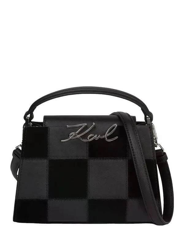 Karl Lagerfeld Signature Checkerboard Tote Bag - Black