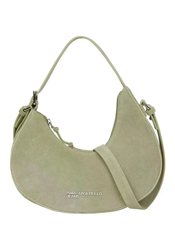 Karl Lagerfeld Suede Crescent Shoulder Bag - Green