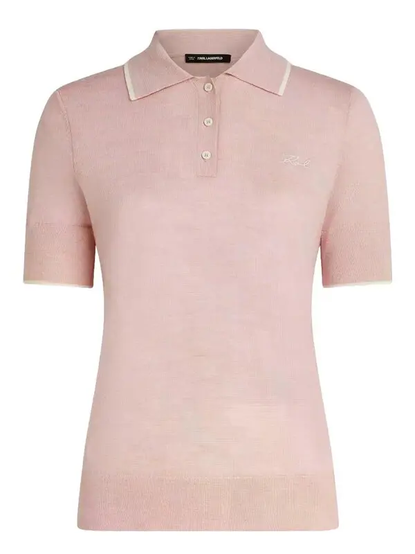 Karl Lagerfeld Merino Wool Polo Shirt - Pink