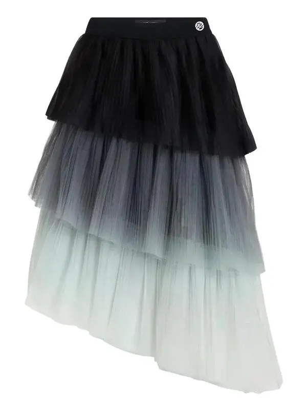Karl Lagerfeld Asymmetric Tiered Midi Skirt - Black