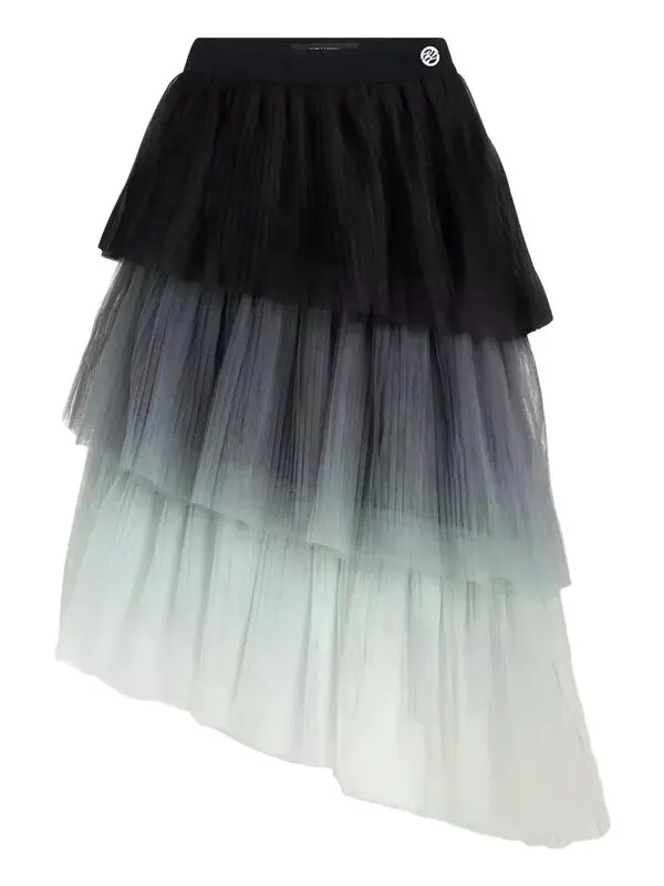 Karl Lagerfeld Asymmetric Tiered Midi Skirt - Black