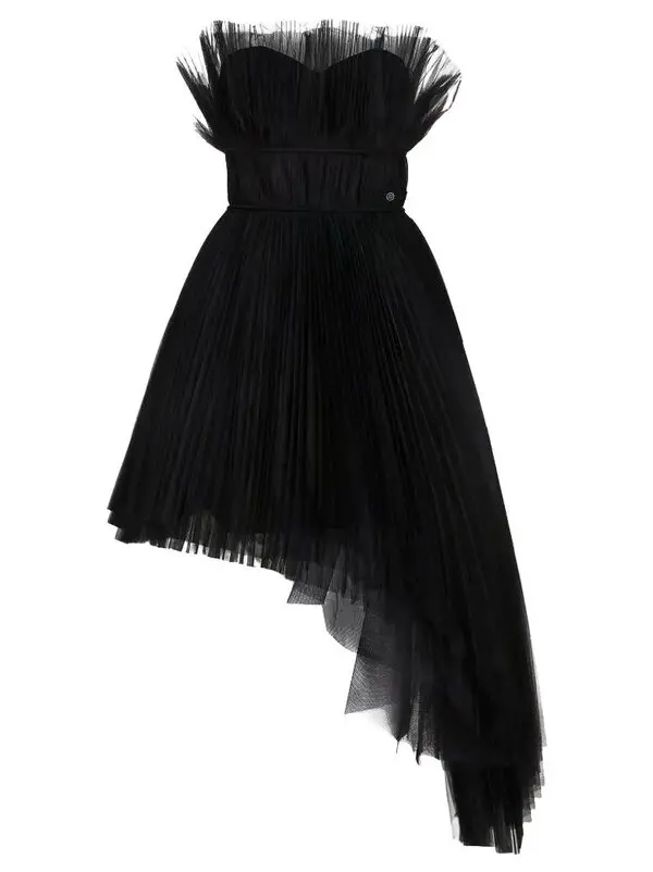 Karl Lagerfeld Asymmetrical Tulle Strapless Dress - Black