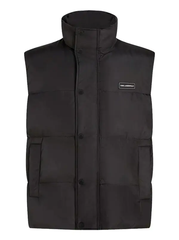 Karl Lagerfeld Padded Gilet With Logo Patch - Black
