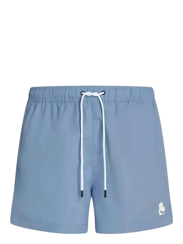 Karl Lagerfeld Logo Print Swim Shorts - Blue