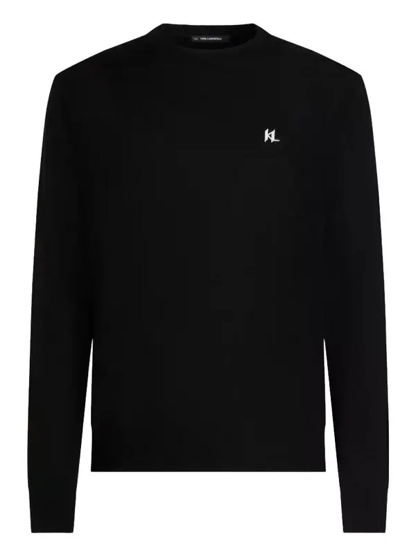 Karl Lagerfeld Merino Wool Crew Neck Sweater - Black