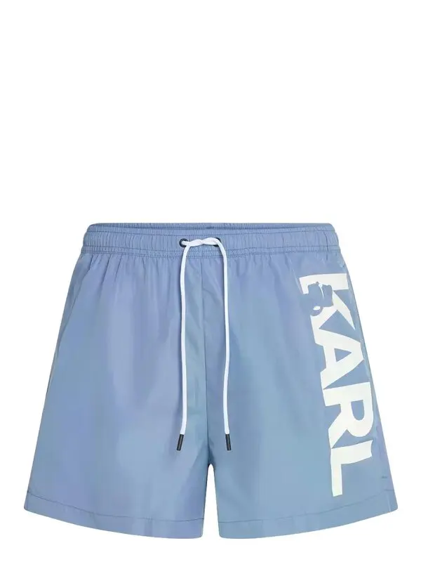 Karl Lagerfeld Logo Print Swim Shorts - Blue