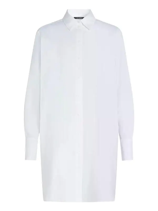 Karl Lagerfeld Pearl-embellished Poplin Tunic Shirt - White
