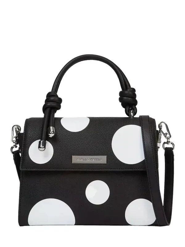 Karl Lagerfeld Ikon Polka-dot Pebble-grain Crossbody Bag - Black