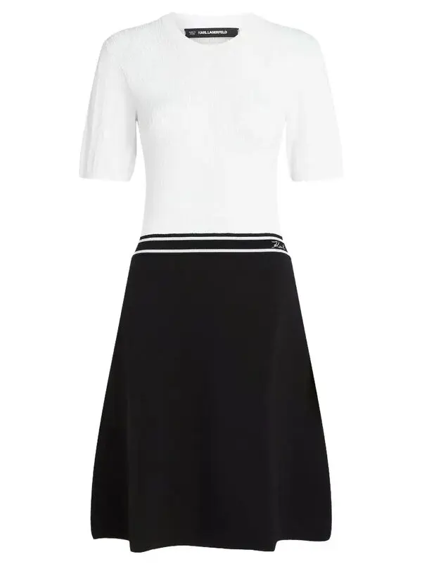 Karl Lagerfeld Cable-knit A-line Mini Dress - Black