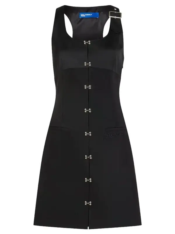 Karl Lagerfeld Satin Finish Mini Dress With Buckle Strap - Black