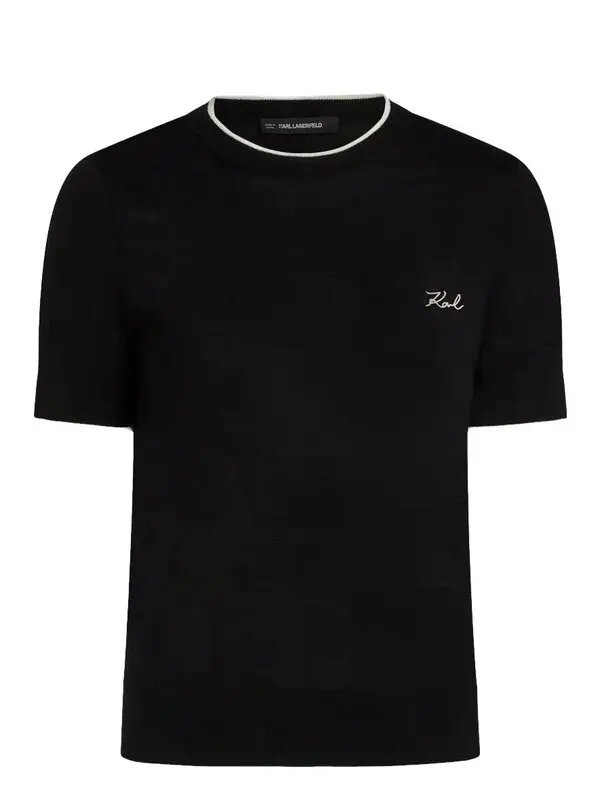 Karl Lagerfeld Merino Wool T-shirt - Black