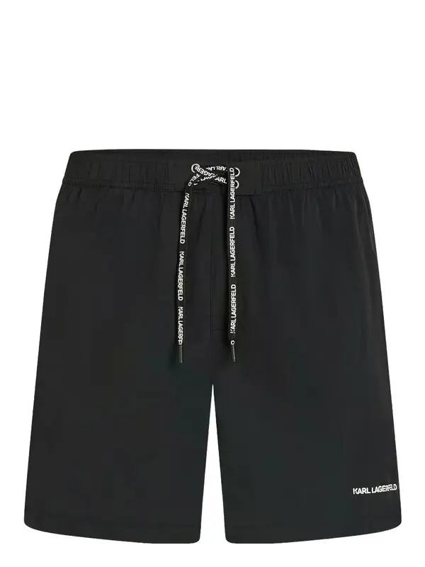 Karl Lagerfeld Logo Print Swim Shorts - Black