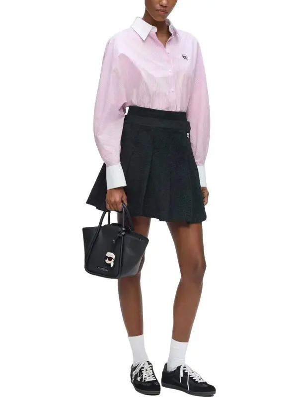 Karl Lagerfeld Ikon Stripe Shirt With Contrast Collar - Pink