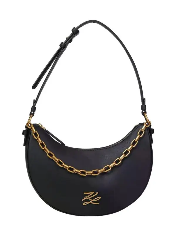 Karl Lagerfeld Autograph Moon Shoulder Bag - Black