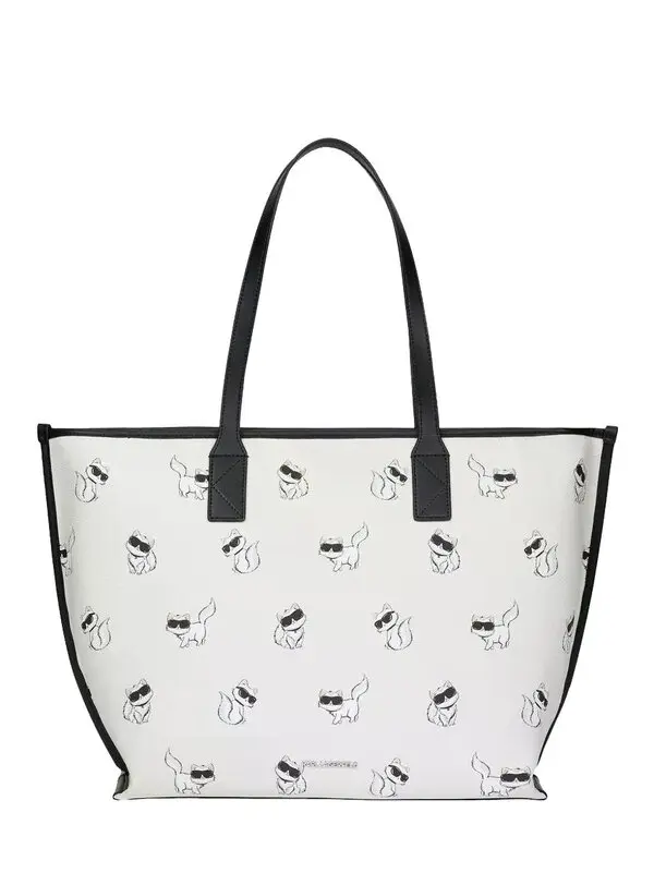 Karl Lagerfeld Ikon Choupette Print Tote Bag - White