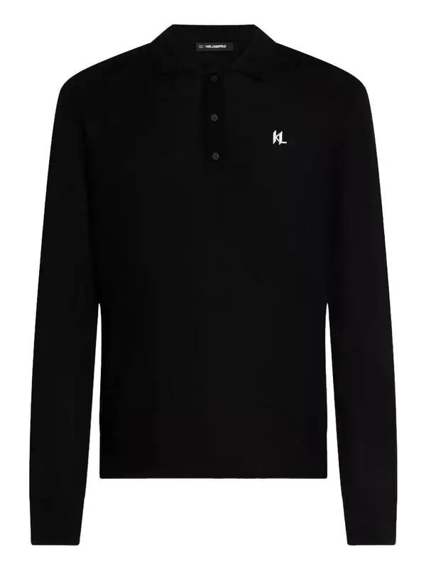 Karl Lagerfeld Logo-embroidered Polo Shirt - Black