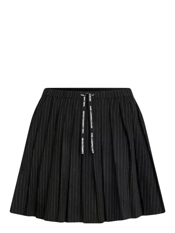 Karl Lagerfeld Pinstriped Pleated Mini Skirt - Black