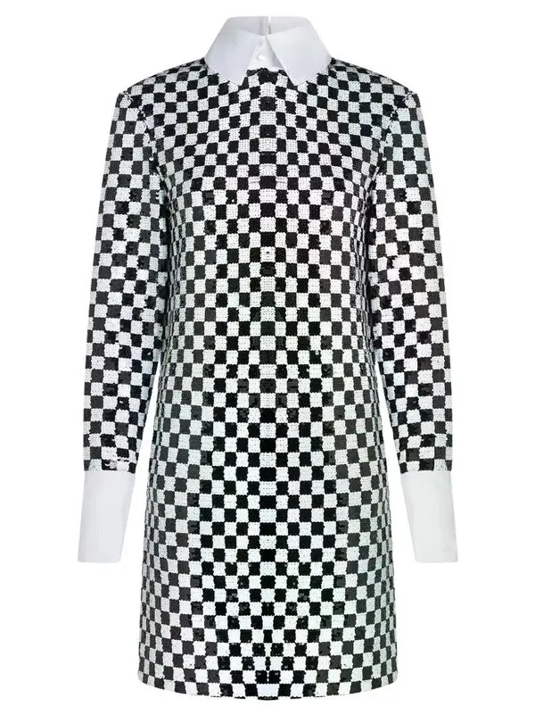 Karl Lagerfeld Checkerboard Sequin Embellished Mini Dress - Black