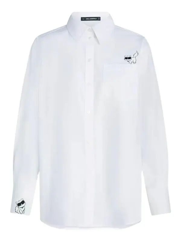 Karl Lagerfeld Ikon Choupette Cotton Shirt - White