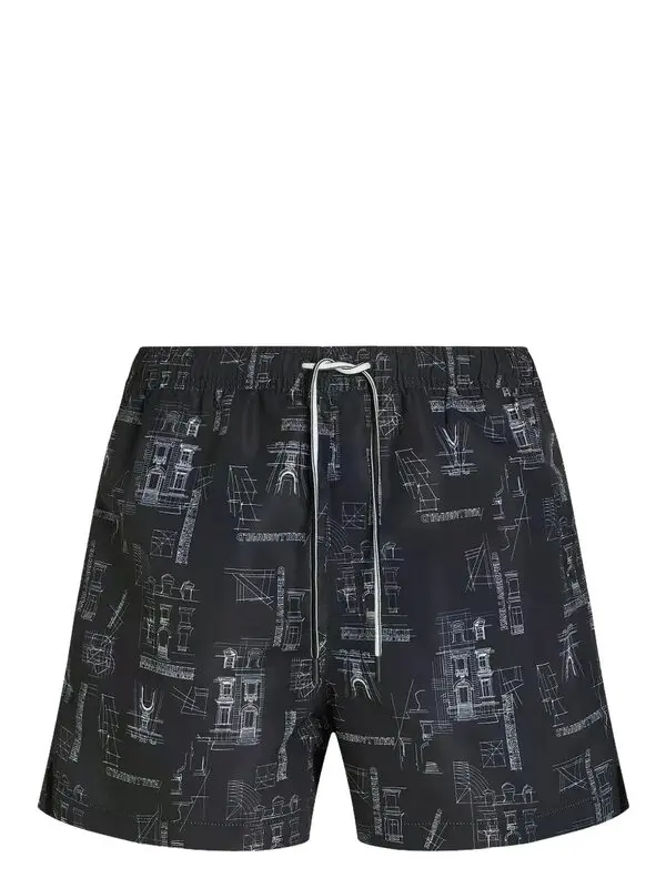 Karl Lagerfeld Rue St-guillaume Sketch Swim Shorts - Black