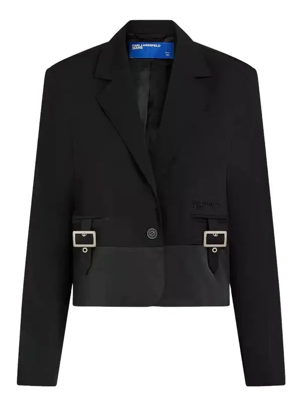 Karl Lagerfeld Cropped Blazer With Buckle Detail - Black