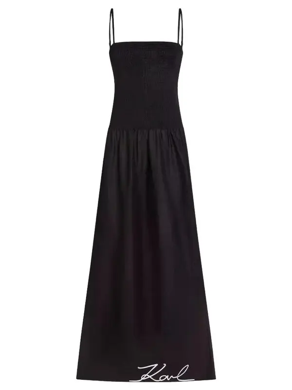 Karl Lagerfeld Shirred Maxi Dress - Black