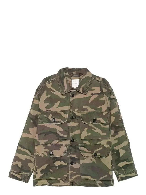 FOUND Camouflage Print Multi-pocket Jacket - Green