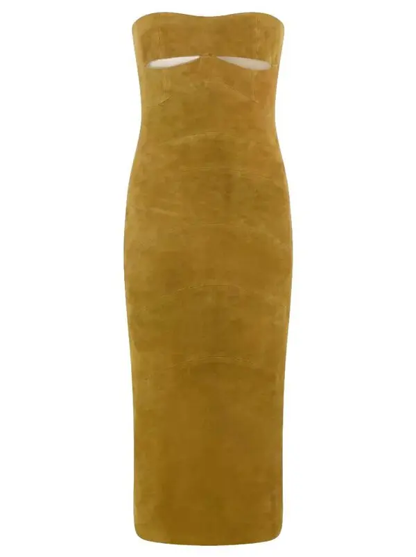 THE MANNEI Strapless Paneled Midi Dress - Brown