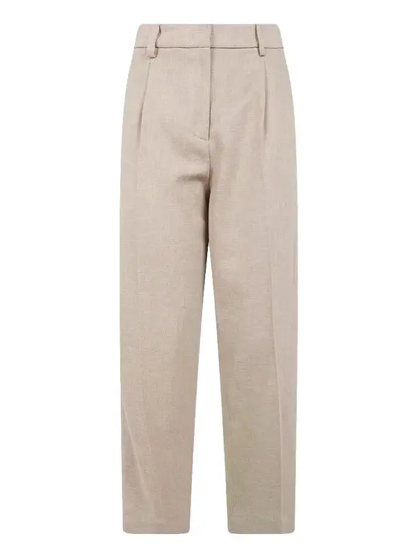 DRHOPE Pleated Tapered Trousers - Neutrals