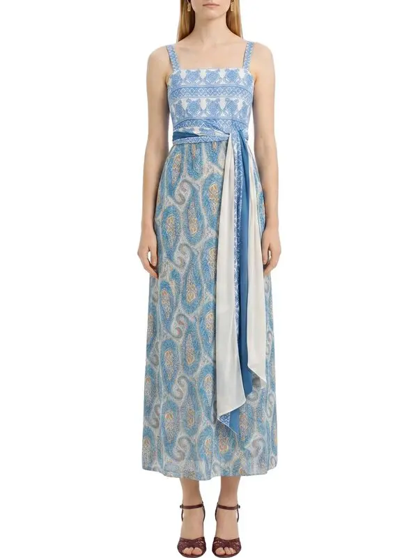 Etro Paisley Print Maxi Dress - Blue