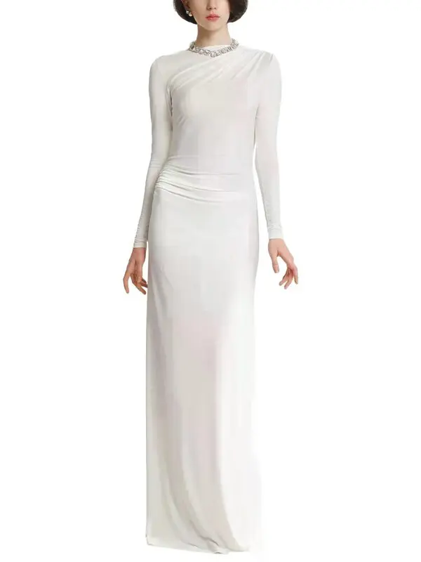 2310 STUDIO Ruched Open-back Maxi Dress - White