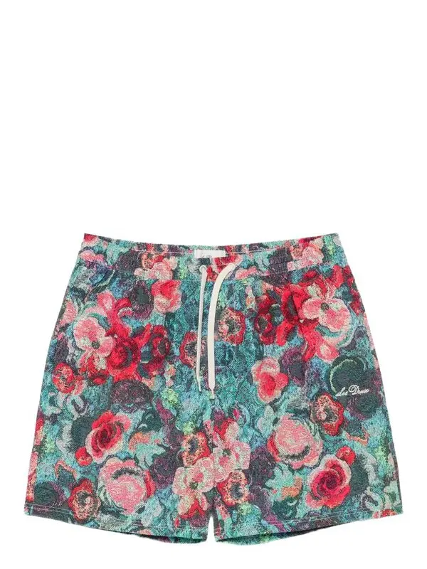 LES DEUX Floral Print Tapestry Effect Shorts - Blue