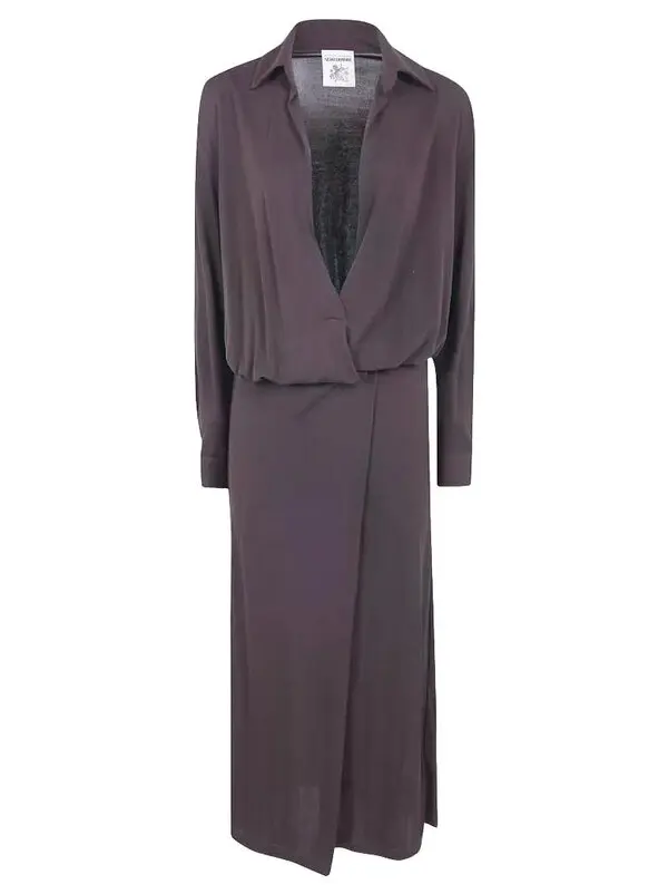 SEMICOUTURE Belted Wrap Dress - Brown