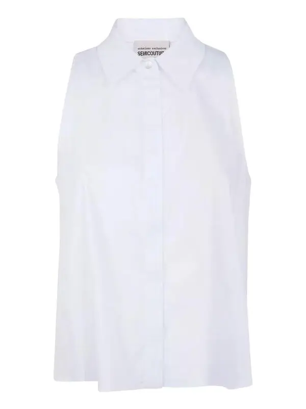 SEMICOUTURE Sleeveless Box-pleat Shirt - White